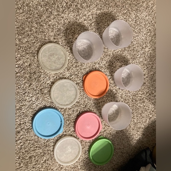 Tupperware | Kitchen | Set Of 4 Containers 7 Lids Multicolor Round ...